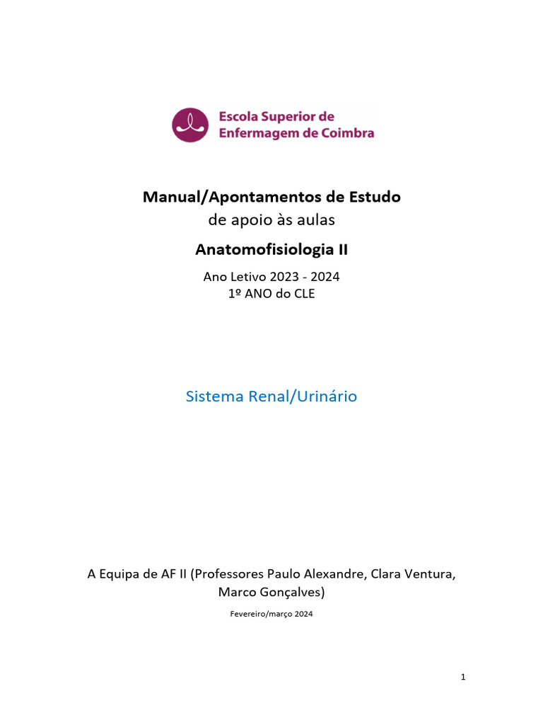 Estudo do Sistema Renal e Nefrónio | PDF | Rim | Sistema urinário