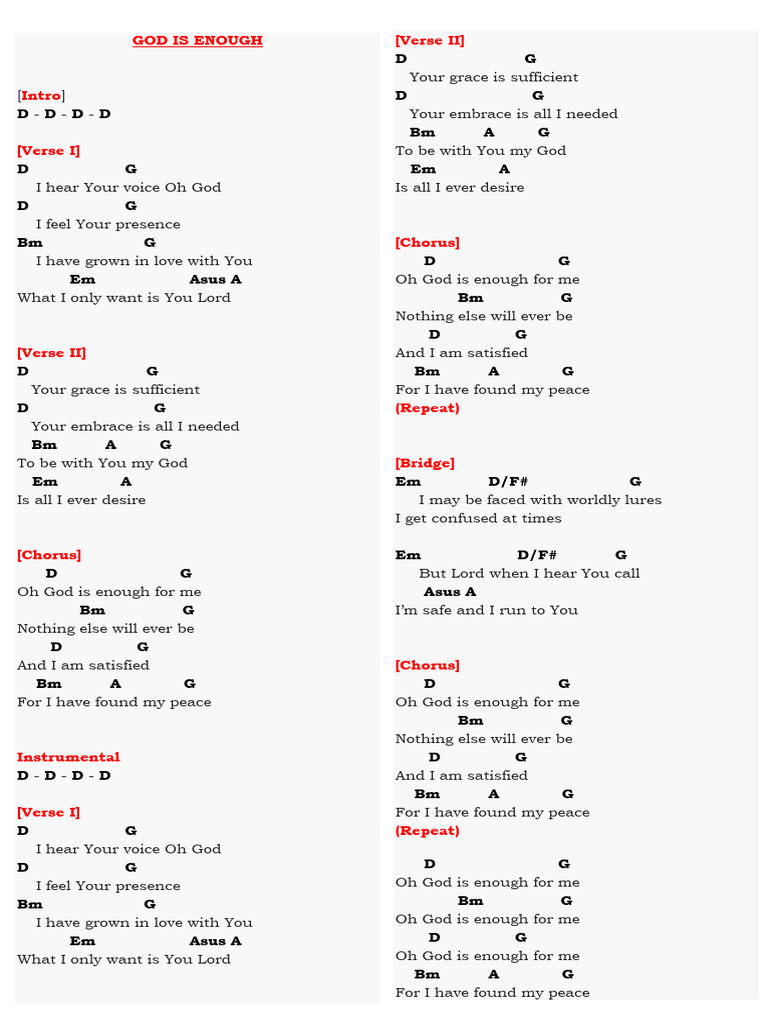 God is Enough | PDF | Song Structure | Musical Forms