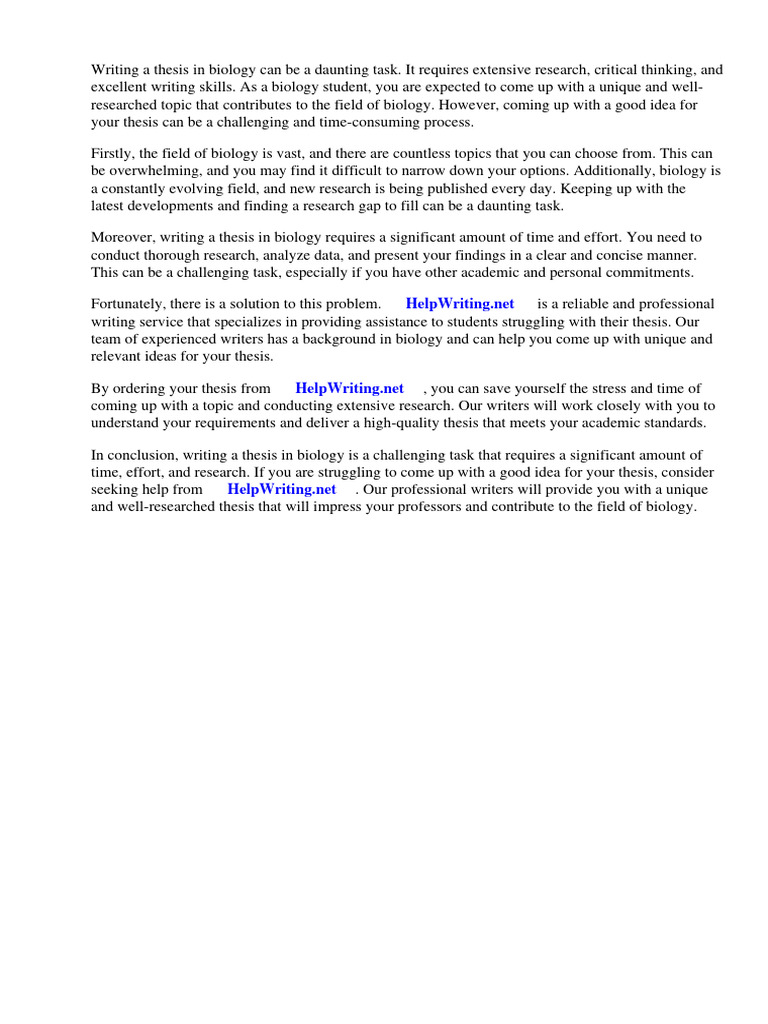 Term Paper Ideas For Biology | PDF | Essays | Biology