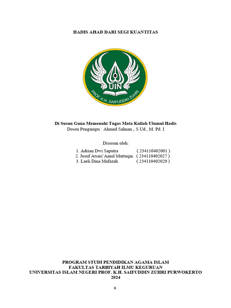 Klasifikasi Hadis Ahad: Masyhur, Aziz, Gharib | PDF