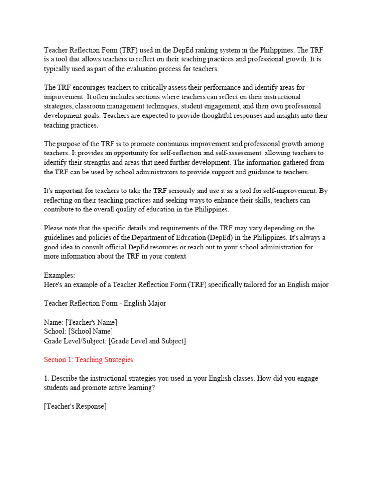 Teacher Reflection Guide | PDF | Classroom Management | Teachers