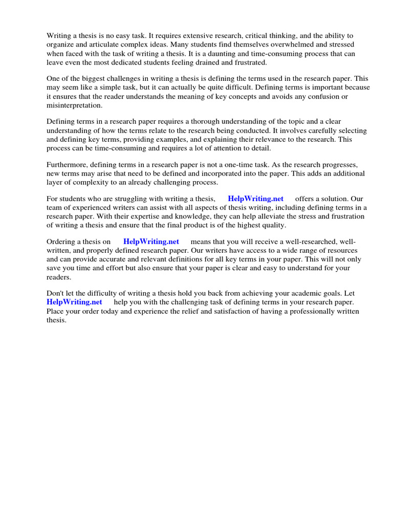 Definition of Terms in Research Paper Sample | PDF | Academic ...