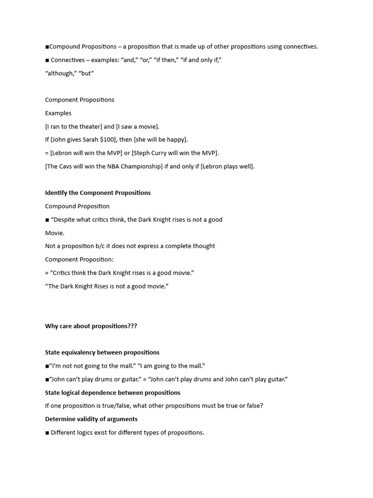 Identify The Component Propositions | PDF