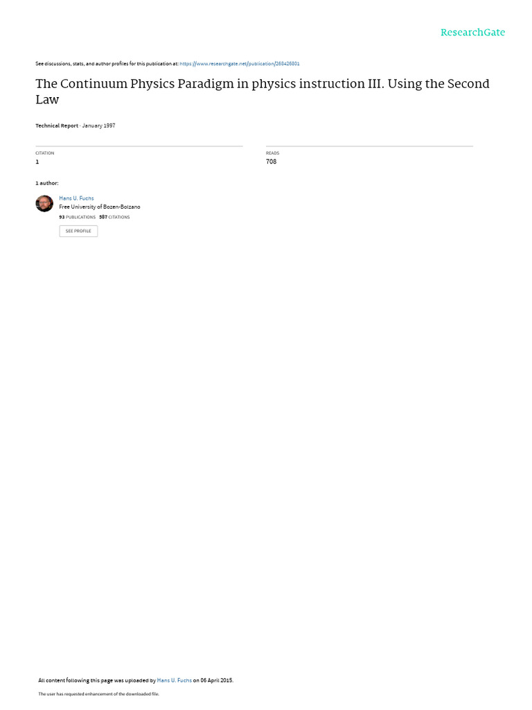 The Continuum Physics Paradigm in Physics Instruct | PDF | Entropy | Heat