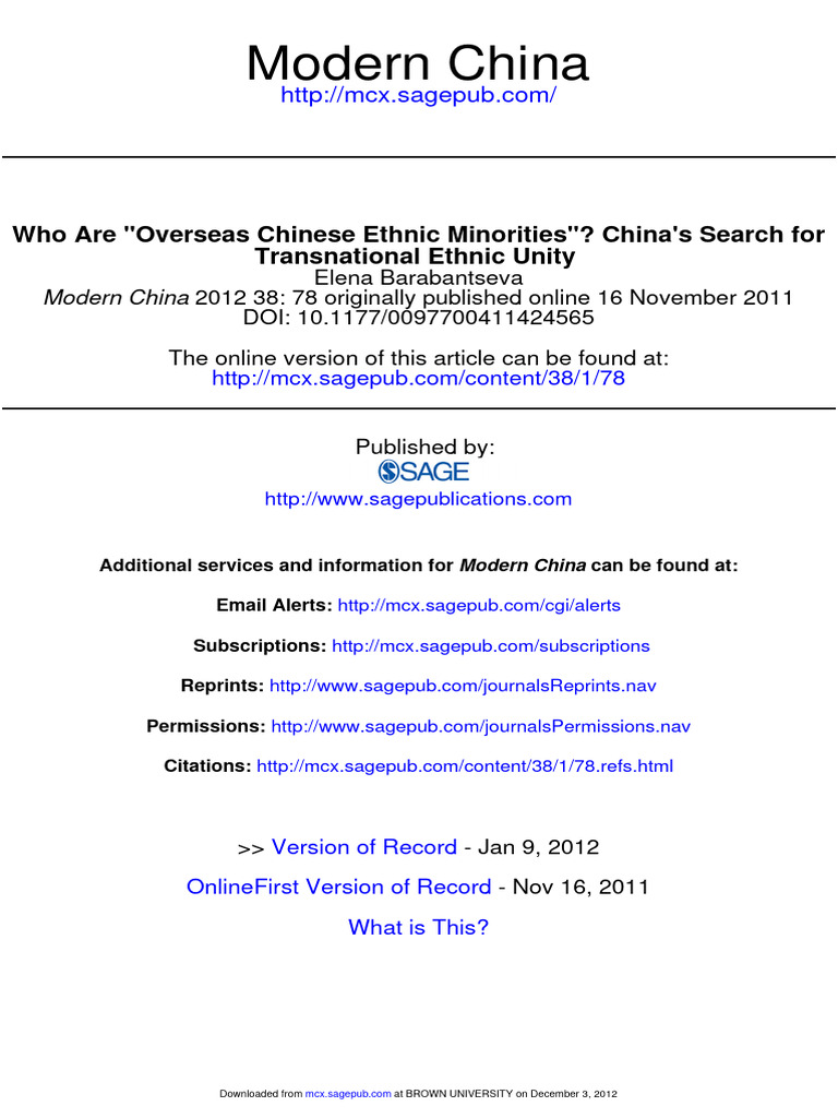 Elena Barabantseva - Who Are "Overseas Chinese Ethnic Minorities"? China's Search For ...