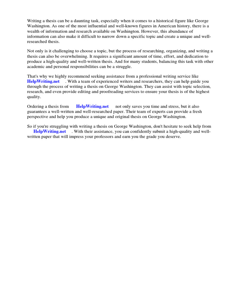 Thesis Writing Tips on George Washington | PDF | George Washington | Thesis