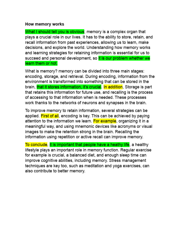 How The Memory Works | PDF