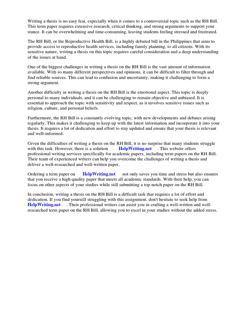 RH Bill Introduction Term Paper | PDF | International Law | Sharia