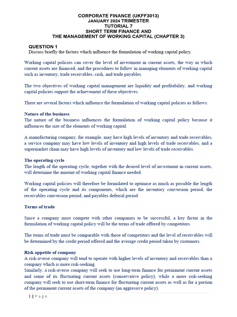 Working Capital Management Insights | PDF | Working Capital | Finance ...