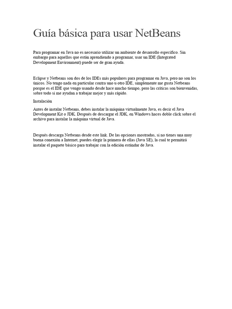 Guía de Netbeans | PDF | Crecimiento personal y profesional | Tecnología