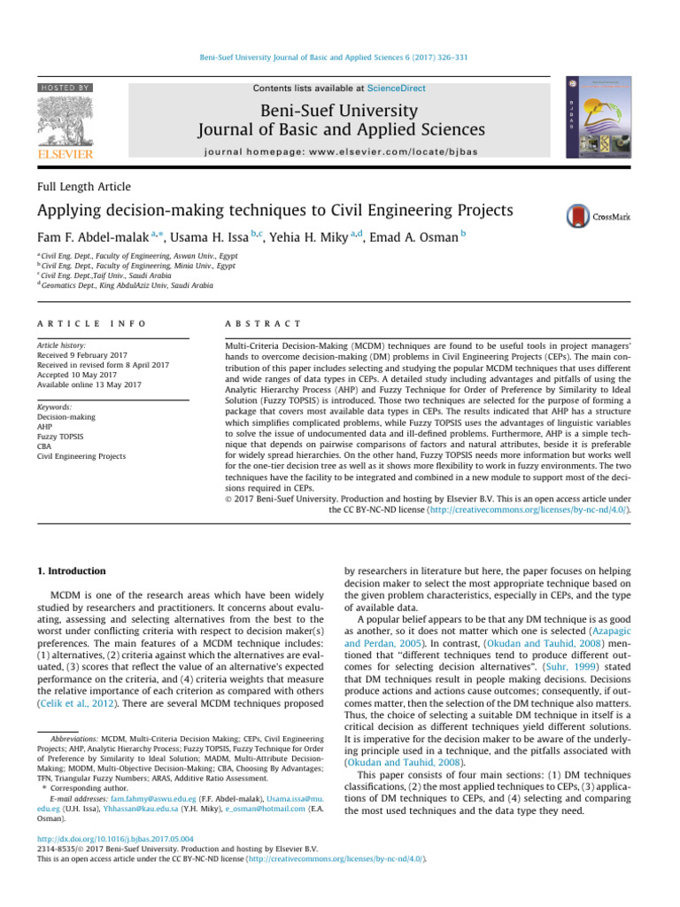 Decision-Making Techniques in Civil Engineering | PDF | Fuzzy Logic | Decision Making