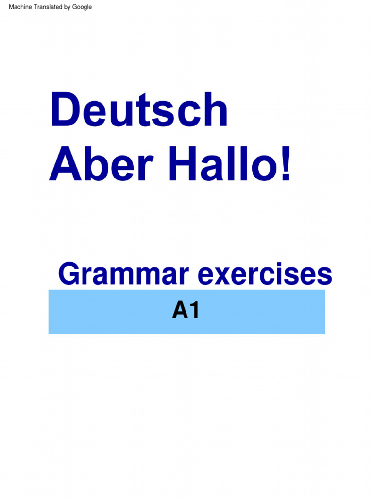 A1 German Grammar Exercises | PDF | Grammatical Tense | Noun