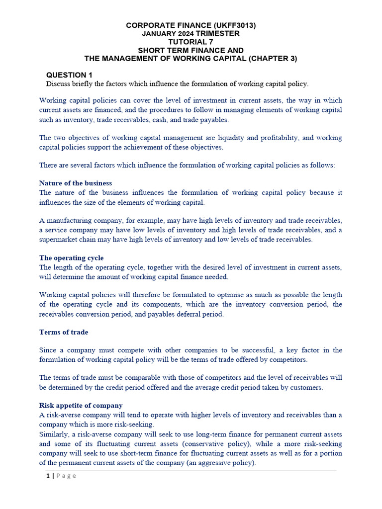 Working Capital Management Insights | PDF | Working Capital | Finance ...
