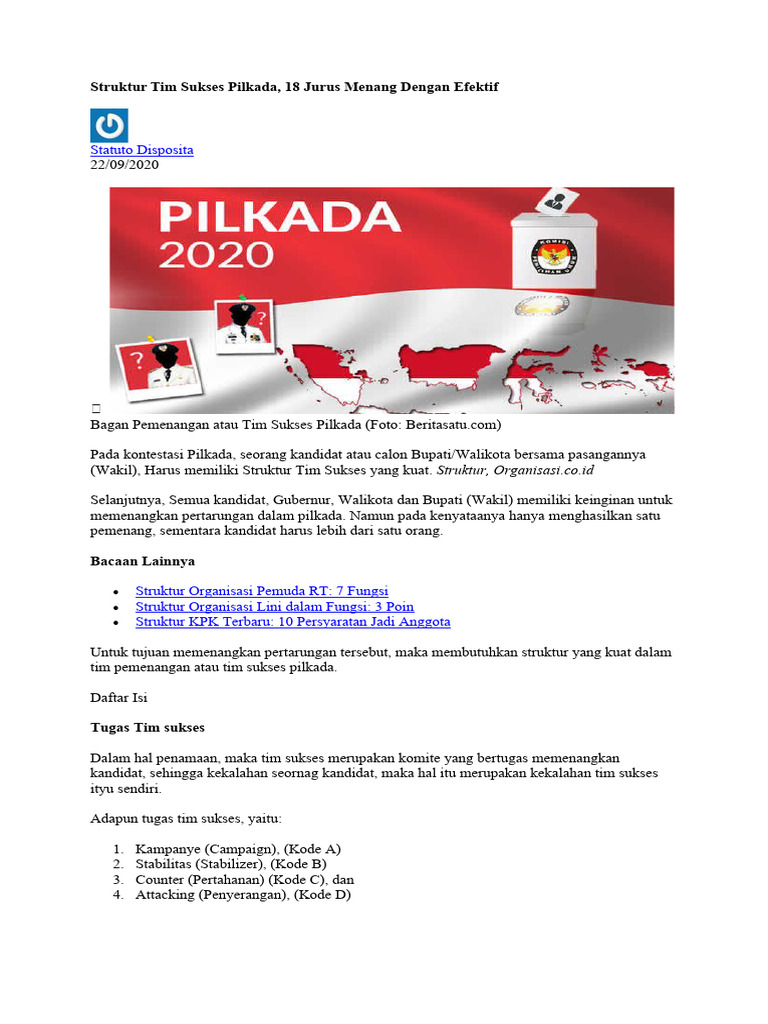 Struktur Tim Sukses Pilkada | PDF