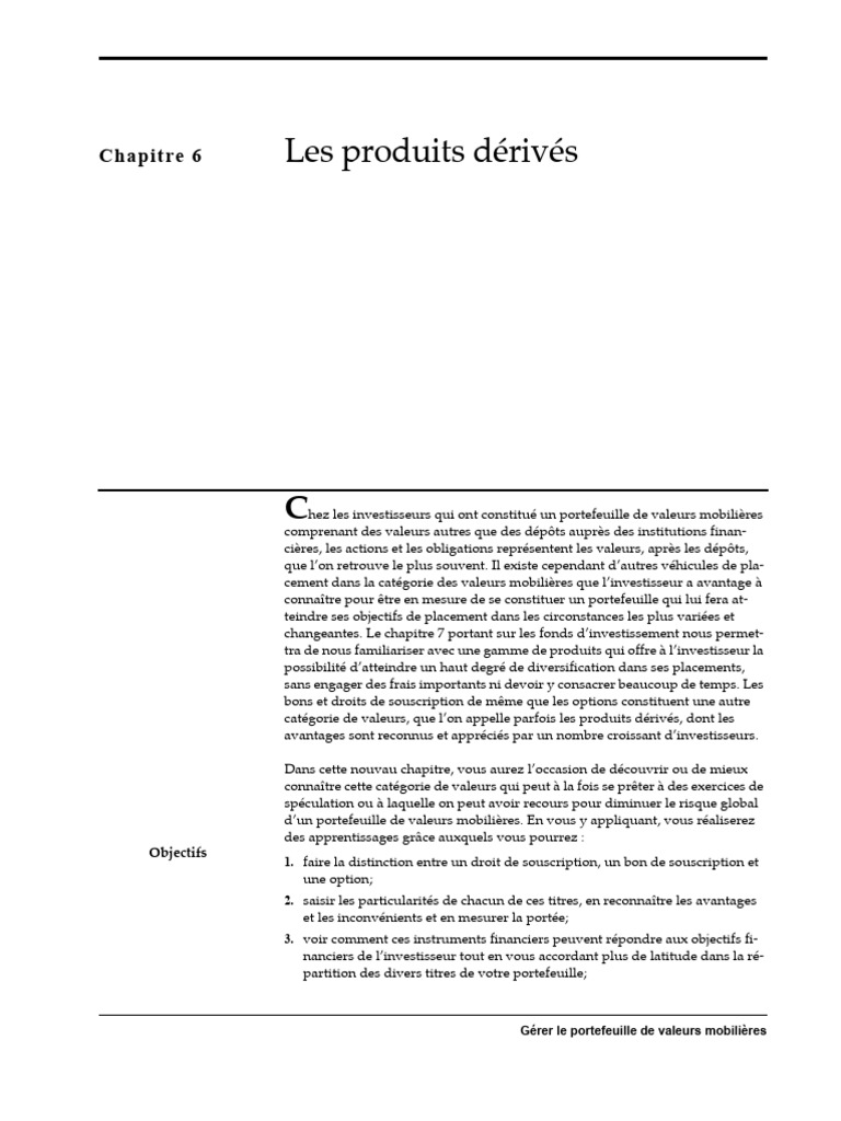Comprendre les produits dérivés en finance | PDF | Option (Finance ...