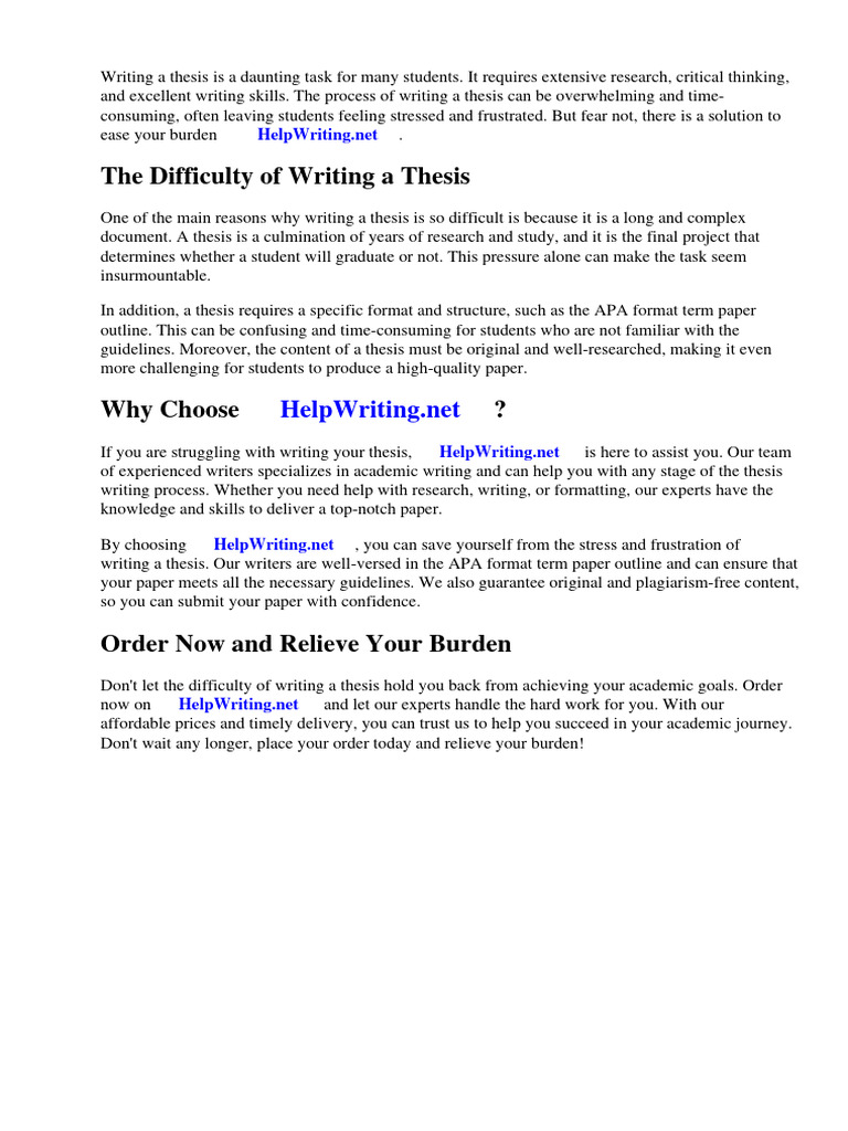 Apa Format Term Paper Outline | PDF | Apa Style | Writing