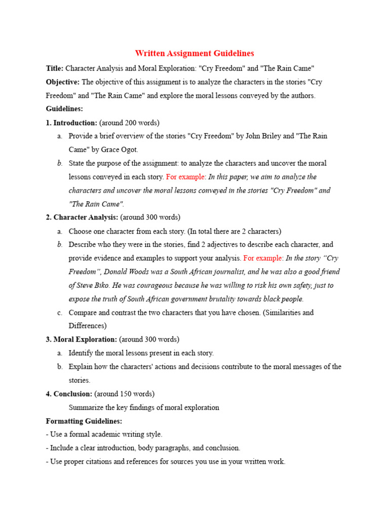 Written Assignment Guidelines | PDF