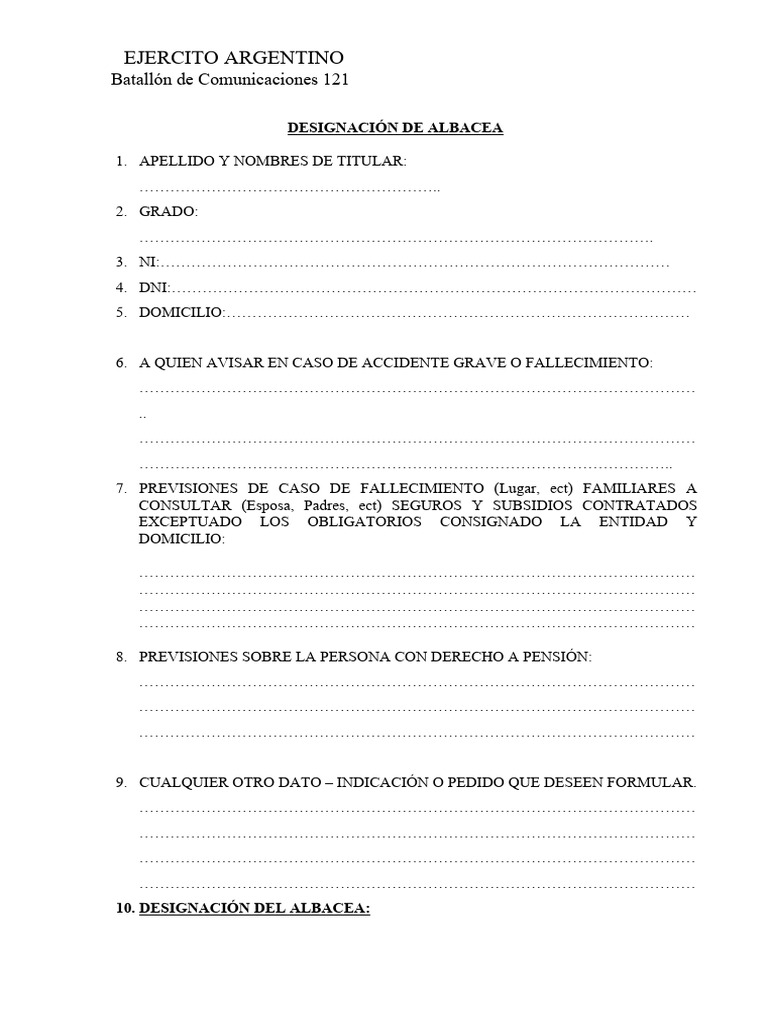 ALBACEA (1) Ejercito Argentino | PDF | Hogar, jardinería y bricolaje