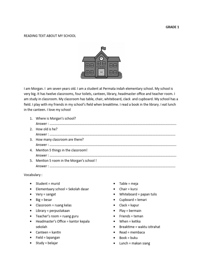 GRADE 1 Reading Text 14-03-2022 | PDF