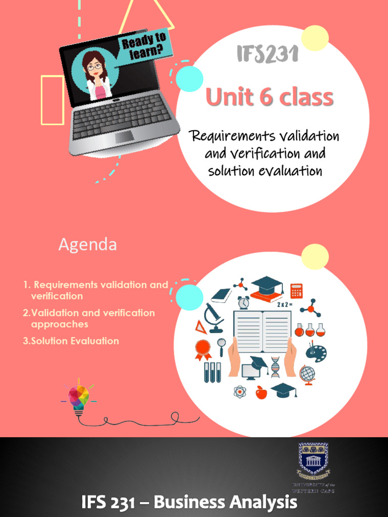 IFS231 Unit6-RequirementsValidationandVerification | PDF | Verification And Validation | Evaluation