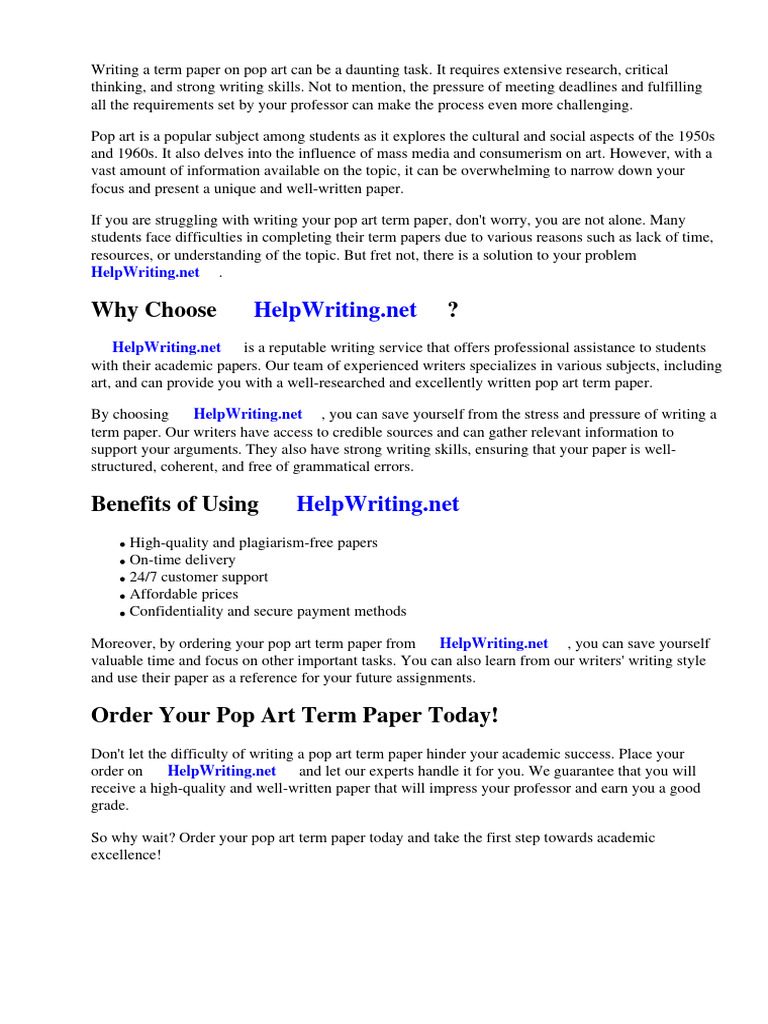 Pop Art Term Paper | PDF | Paintings | Drawing