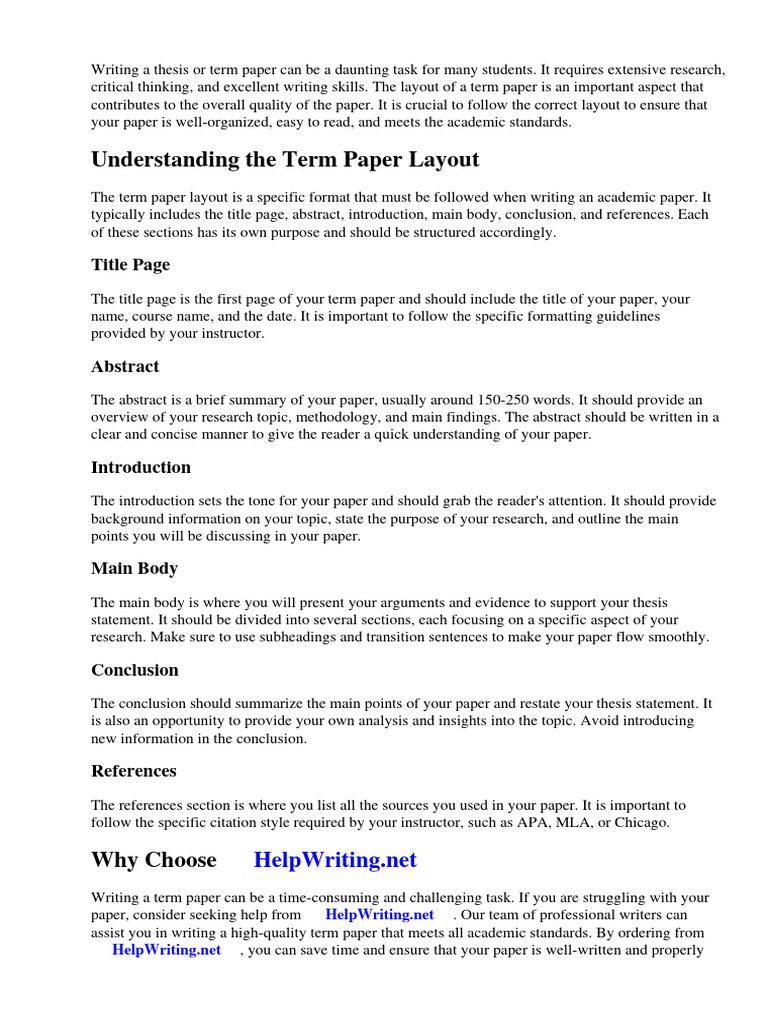 Term Paper Layout | PDF | Citation | Academic Publishing