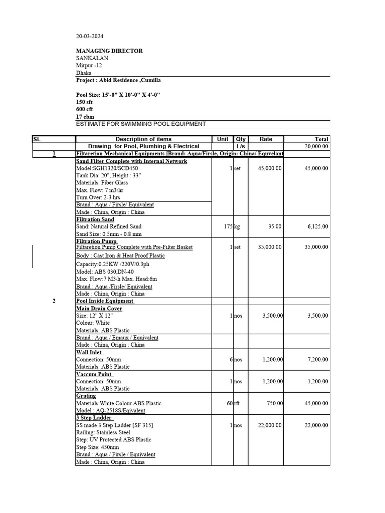 Arc Rezwan Off Abid ResidenceCumilla | PDF | Pipe (Fluid Conveyance) | Building Engineering