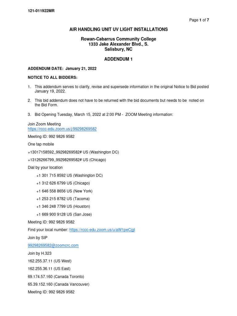 Addendum_1_01.21.22 | PDF | Ultraviolet | Power Supply