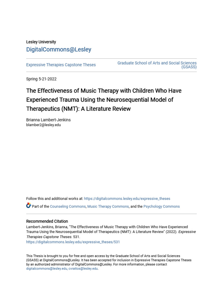 The Effectiveness of Music Therapy With Children Who Have Experie | PDF ... The Effectiveness of Music Therapy With Children Who Have Experie | PDF ...