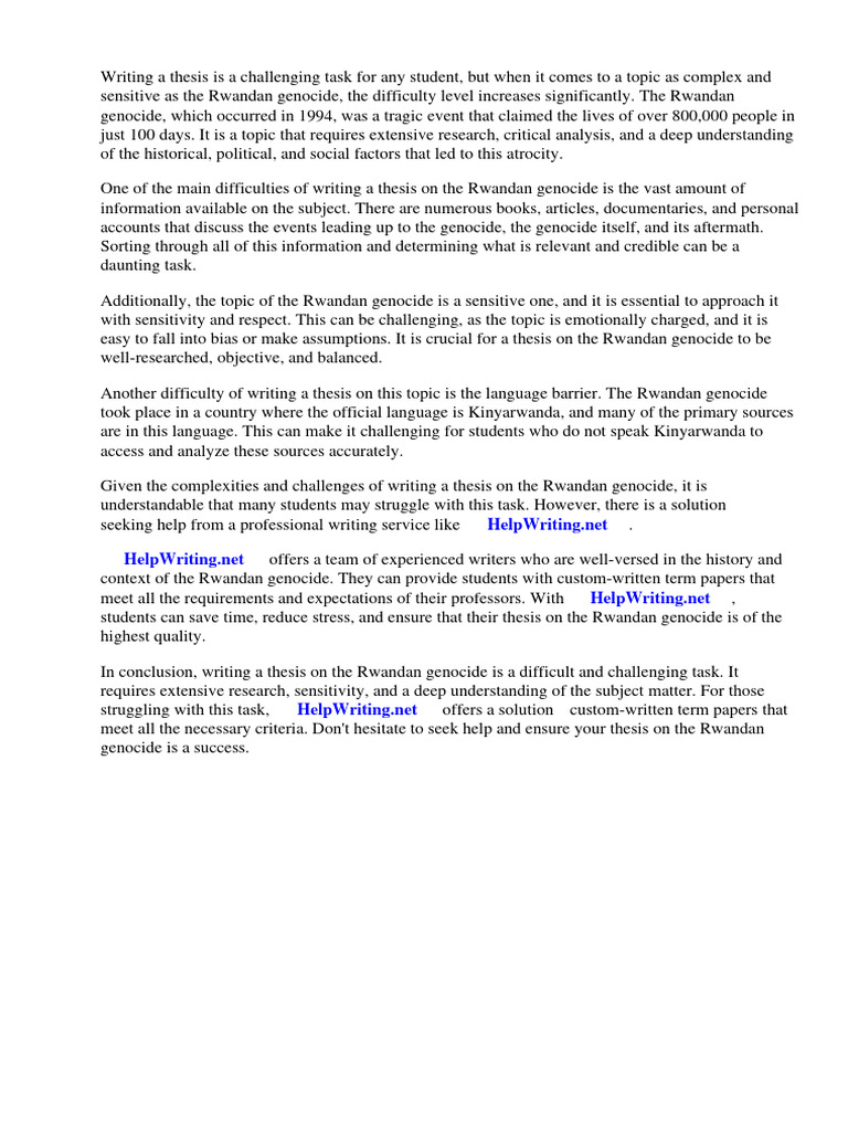 Rwandan Genocide Term Paper | PDF | Rwandan Genocide | Hutu