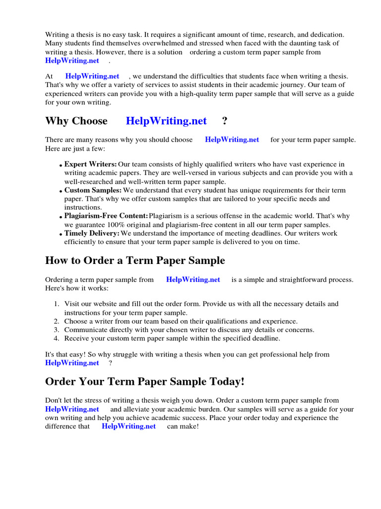 How To Make Term Paper Sample | PDF | Apa Style | Thesis