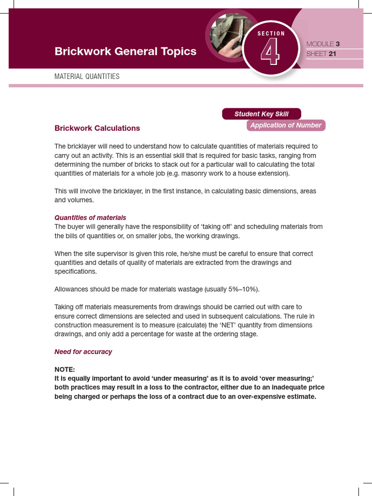 Brick Quantity Calculation Guide | PDF | Brick | Length