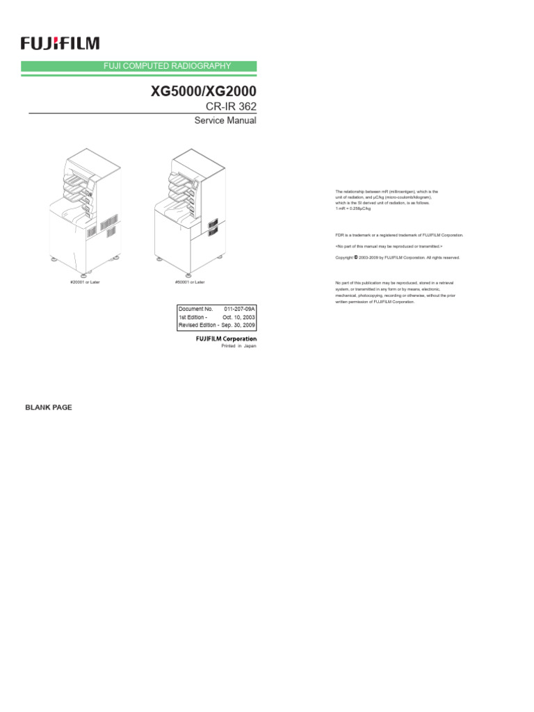 Fujifilm XG5000 XG2000 Service Manual | PDF | Calibration ...