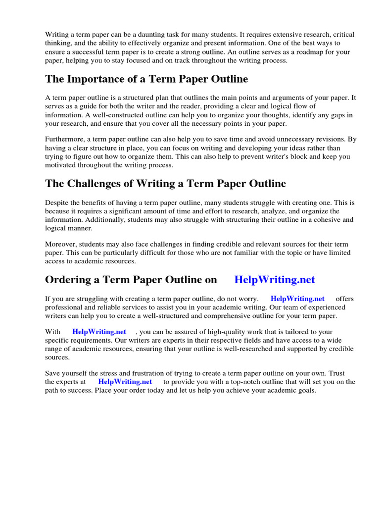 Term Paper Outline Example | PDF | Essays | Thought