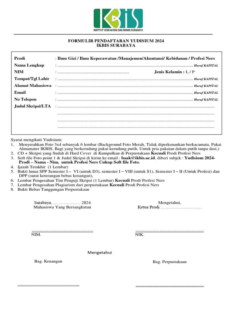 FORMULIR Yudisium 2024 | PDF | Kajian Bahasa Asing | Griya & Taman