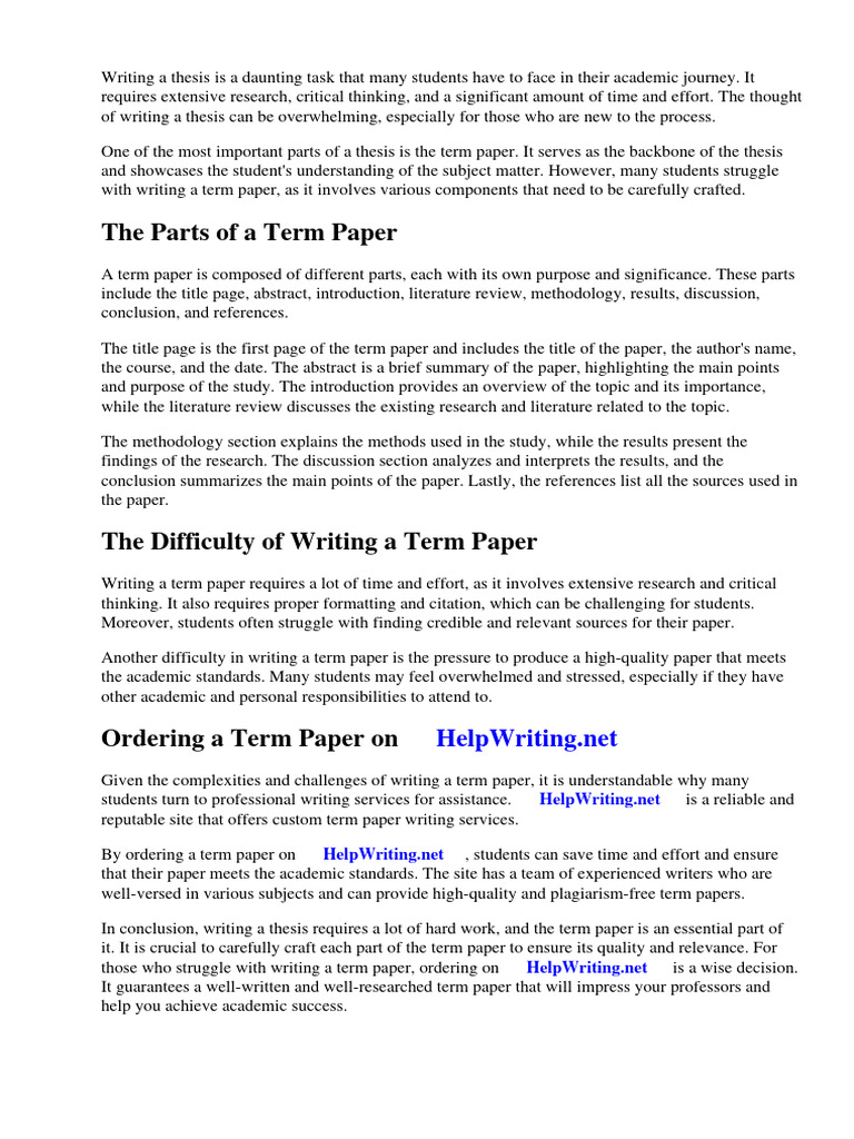Ano Ang Mga Bahagi NG Term Paper | PDF | Thesis | Literature Review