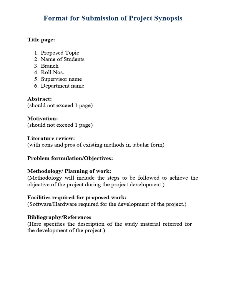 Project Synopsis Submission Guide | PDF | Computers