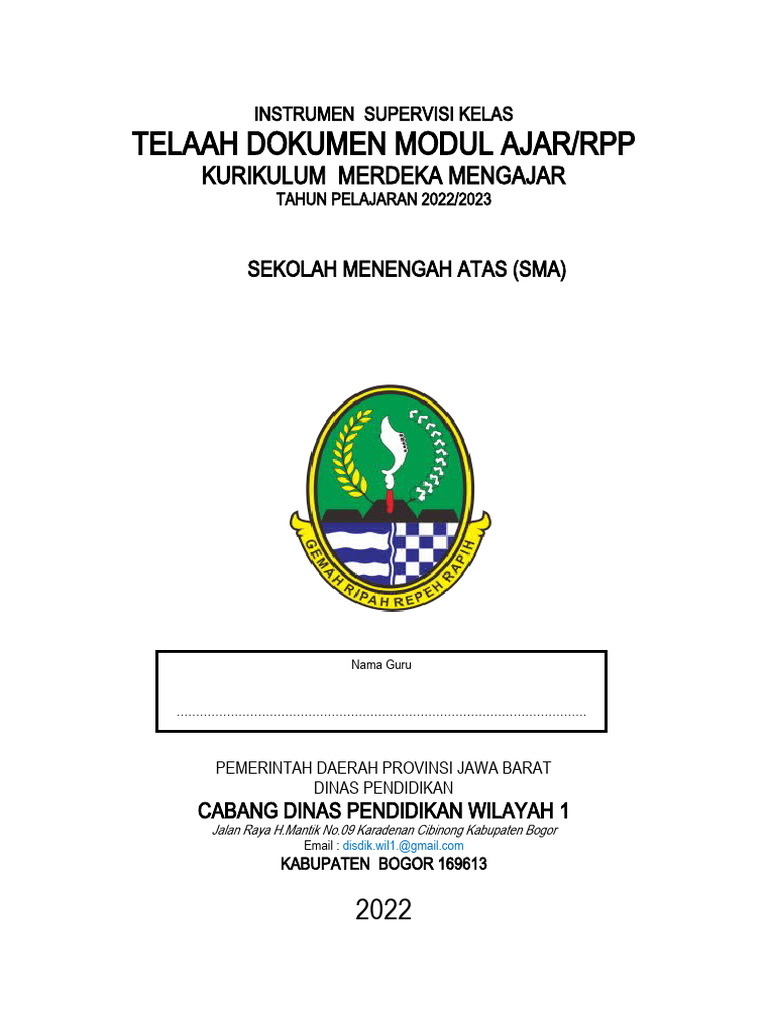 Instrumen Supervisi Guru - Telaah RPP 1 - Kurikulum Merdeka | PDF | Karier & Perkembangan