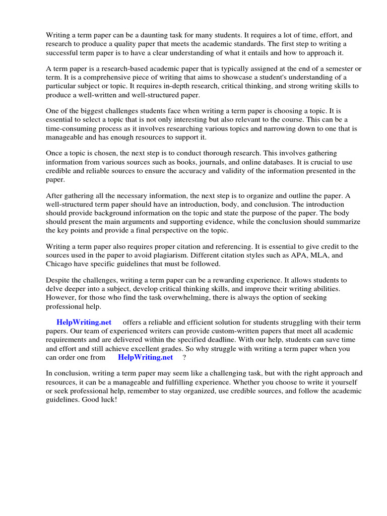 Sample of A Term Paper Introduction | PDF | Essays | Thought