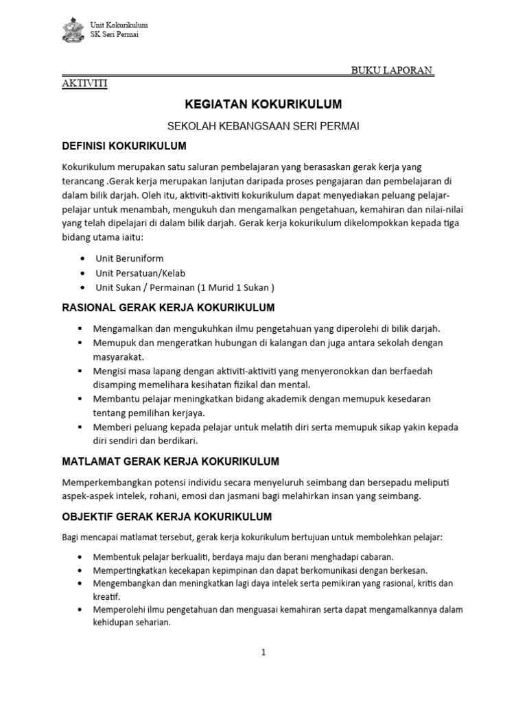 Panduan Kokurikulum SK Seri Permai | PDF | Karier & Perkembangan
