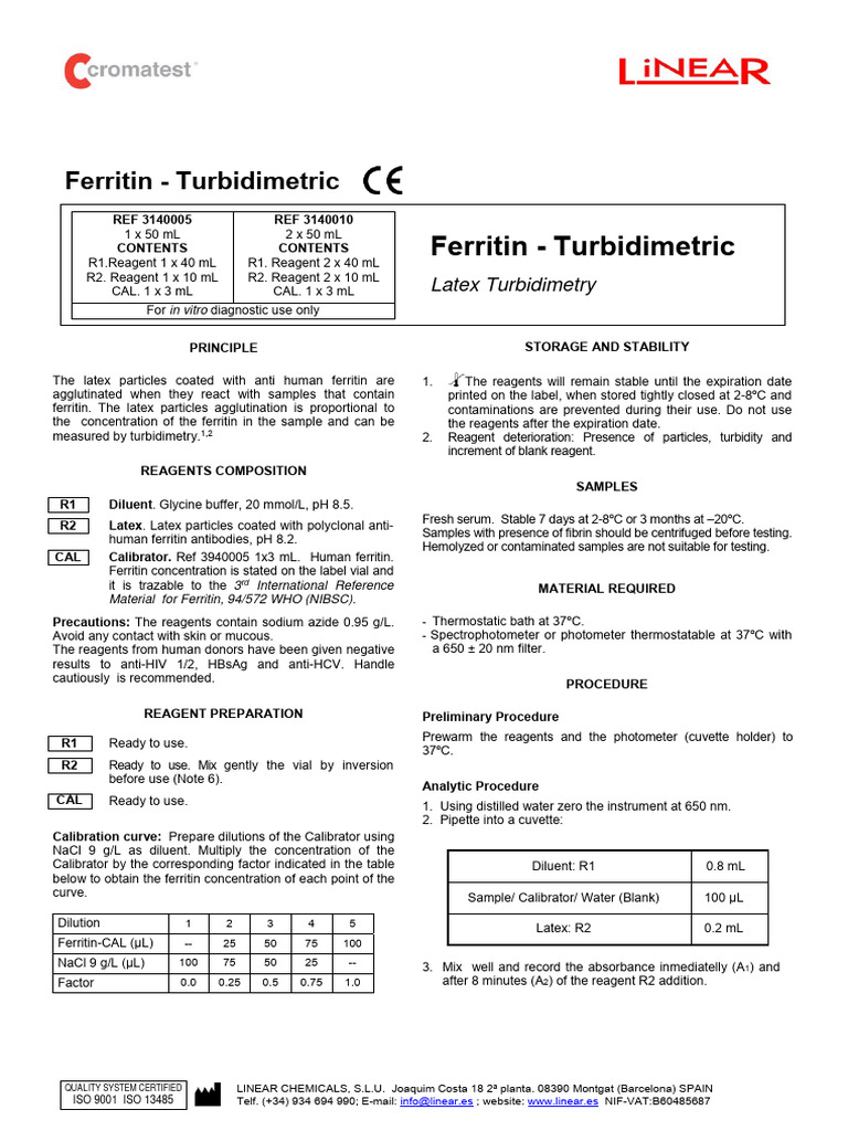 Ferritin Ing Rev. 03 | PDF | Assay | Iron