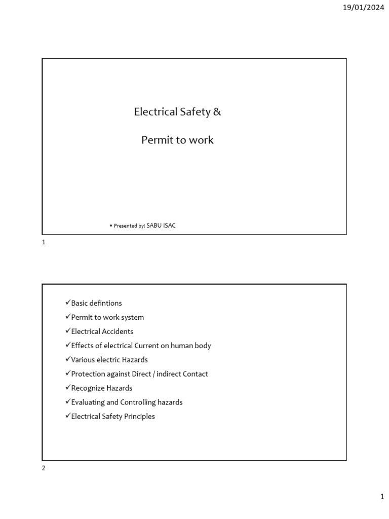 0 Electrical Safety And Ptw System Pdf Electromagnetism Electricity