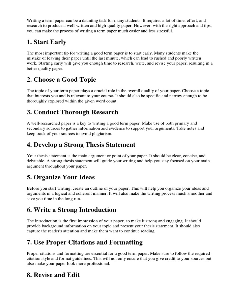 Tips For Writing A Good Term Paper | PDF | Essays | Thesis