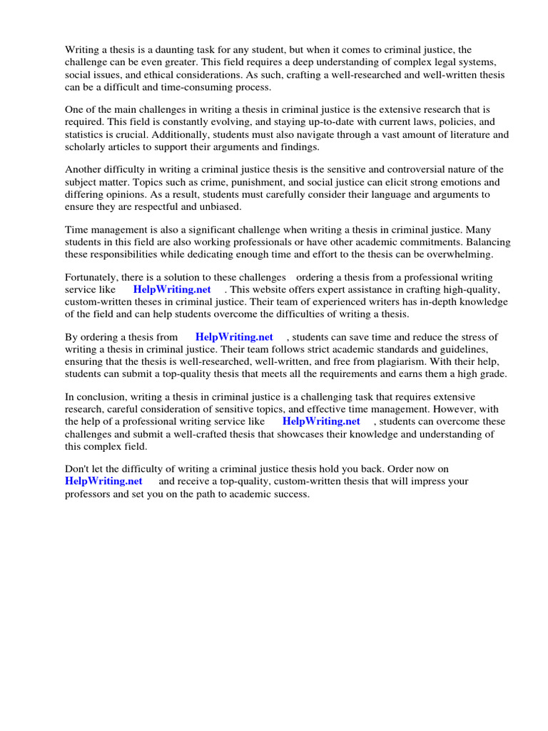 Criminal Justice Thesis Writing Guide | PDF | Crimes | Crime & Violence