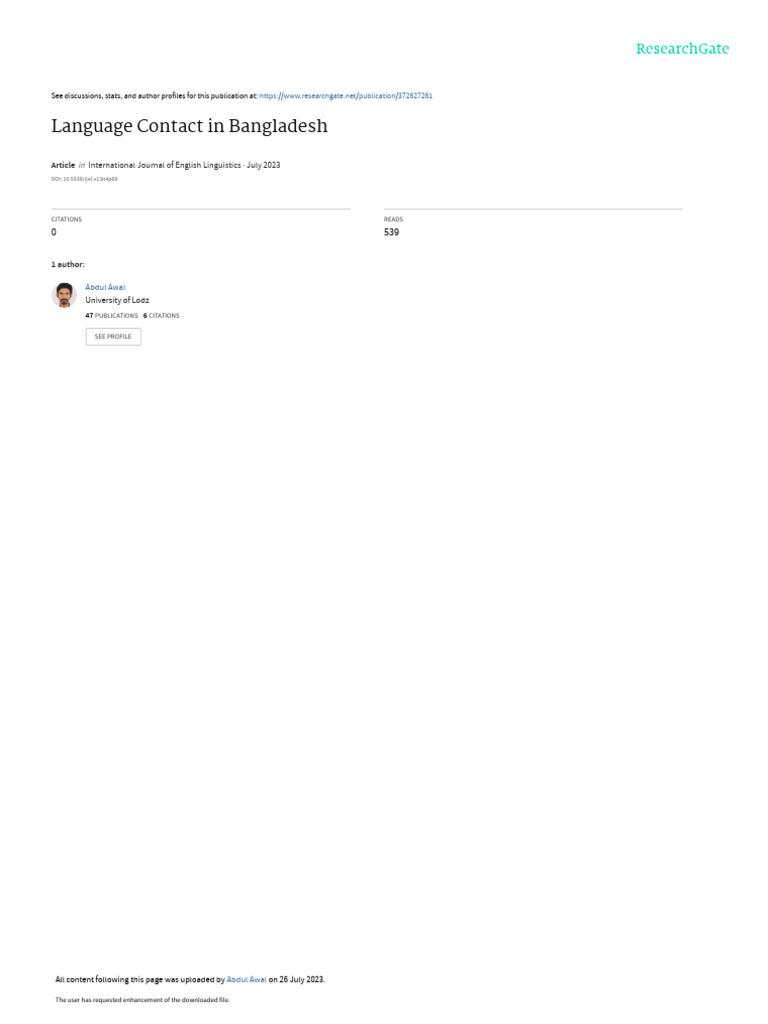 Language Contact Effects on Bengali | PDF | Urdu | Persian Language