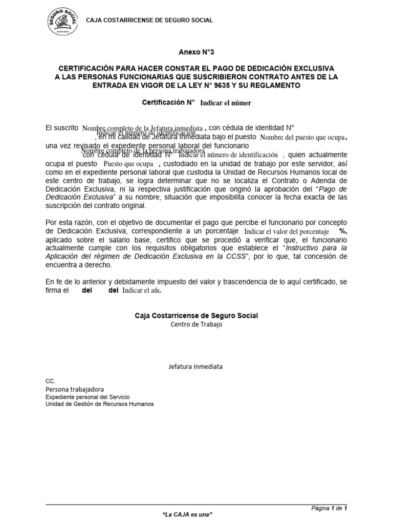 Anexo N° 3 Certificacion | PDF