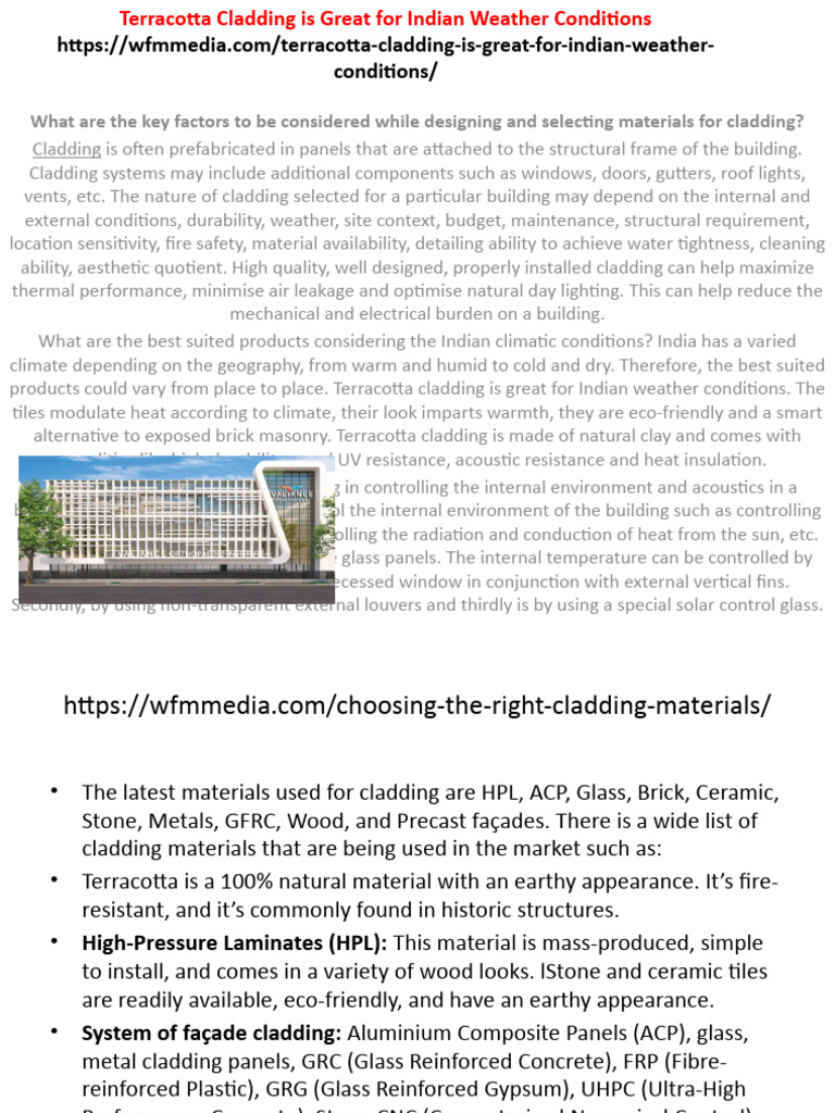 Terracotta Cladding Is Great For Indian Weather Conditions | PDF ...