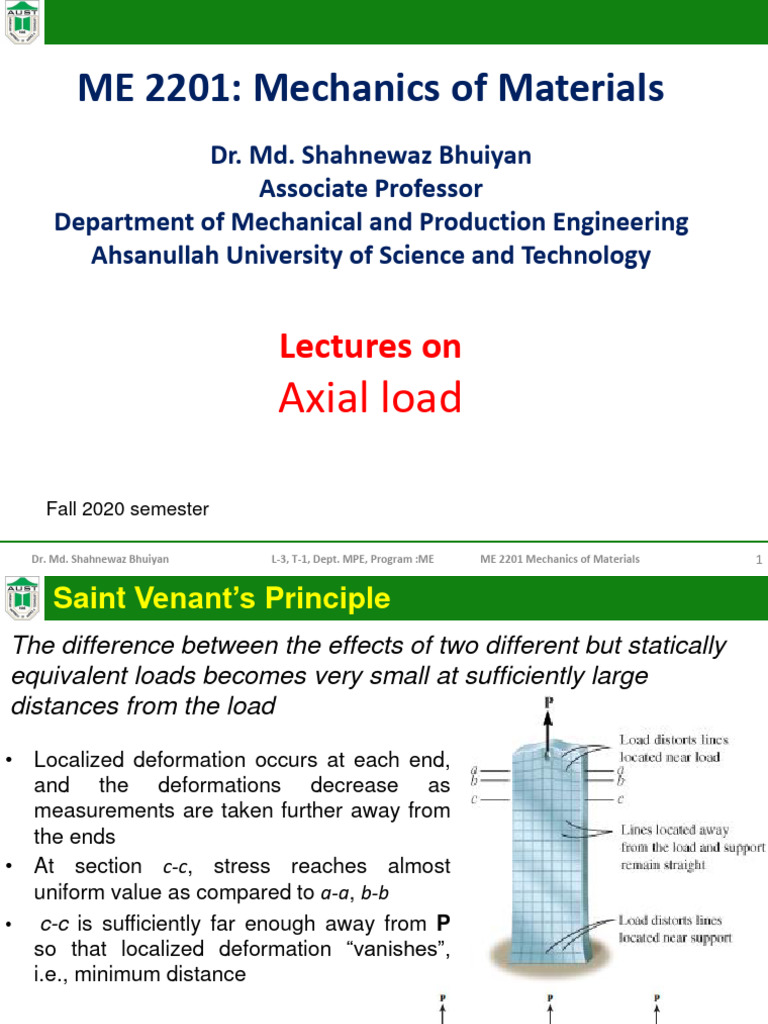 ME 2201-Lecture 5 (Axial Loading in Bars) | PDF | Strength Of Materials ...