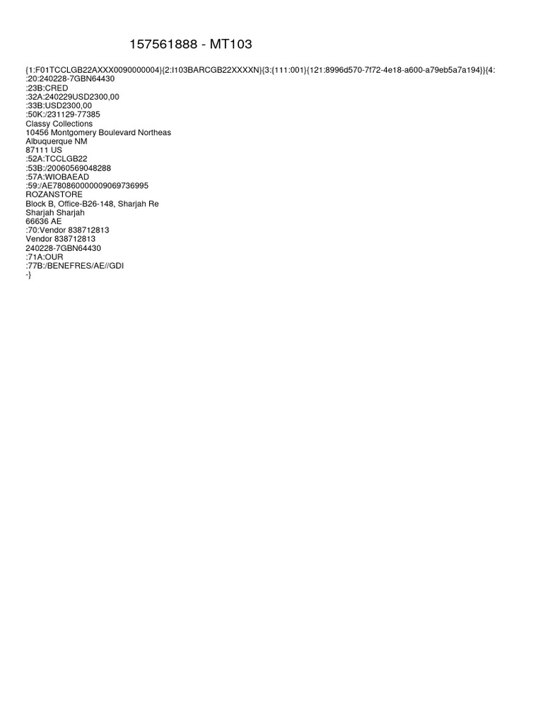 MT103 - 157561888 | PDF | Technology & Engineering