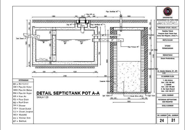 Detail Septictank dan Pipa WW | PDF